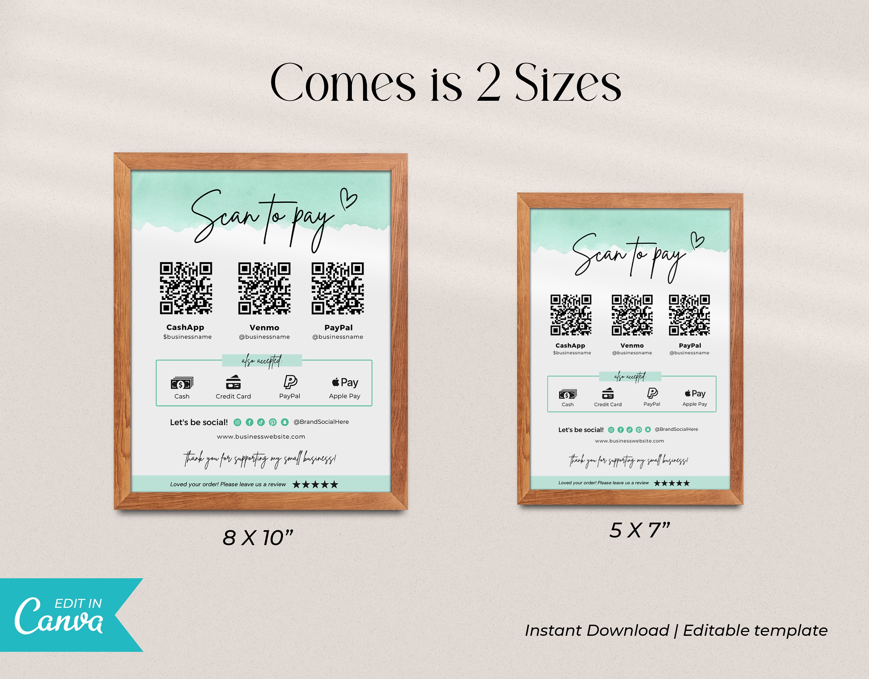 Editable Qr Code Sign Scan To Pay Sign Printable Scan To Pay Template