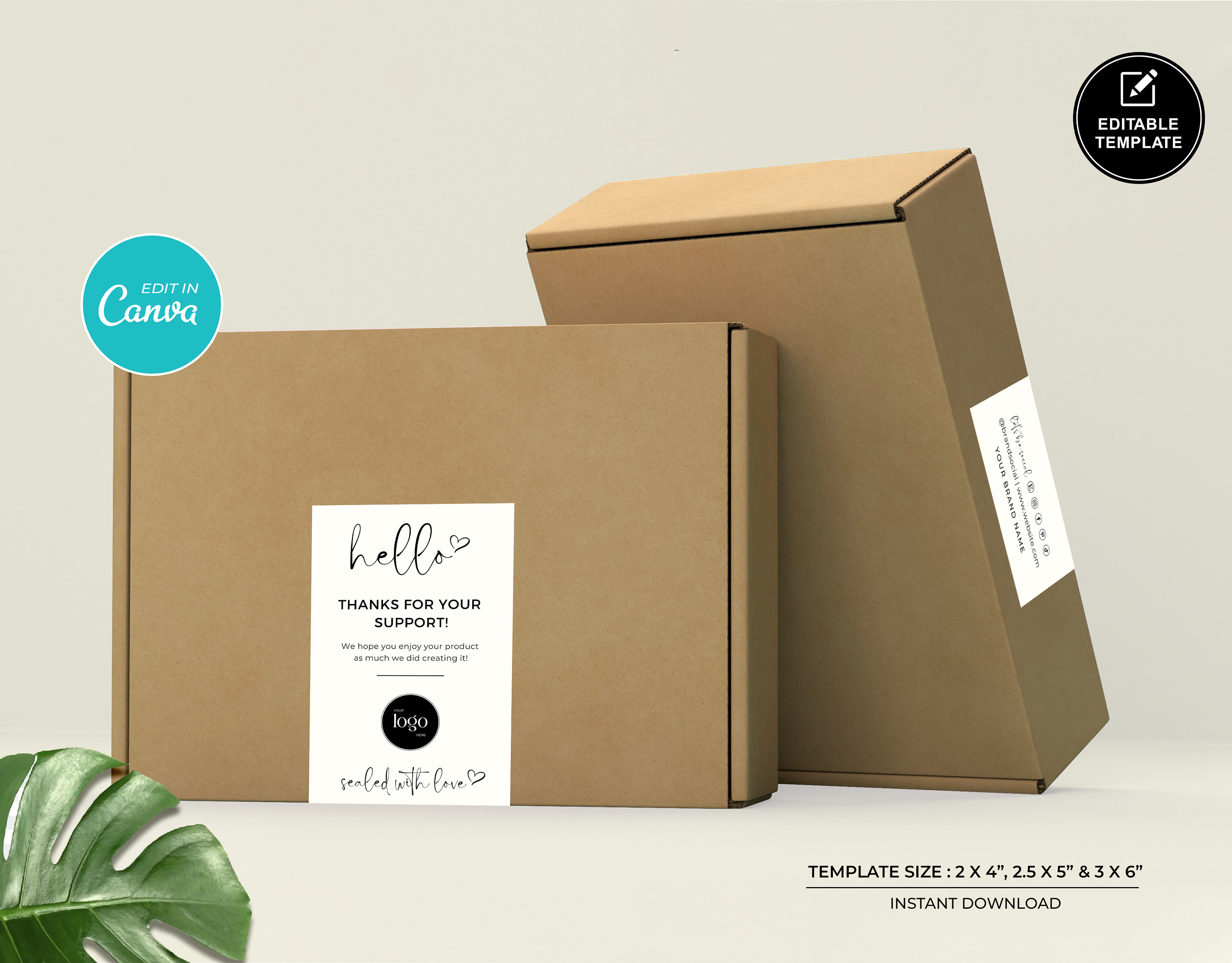 Editable Box Label Template, Order Packaging Stickers, Custom Branded ...