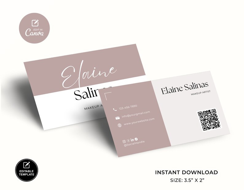 QR Code Business Card Template: Printable DIY Calling Card (canva ...