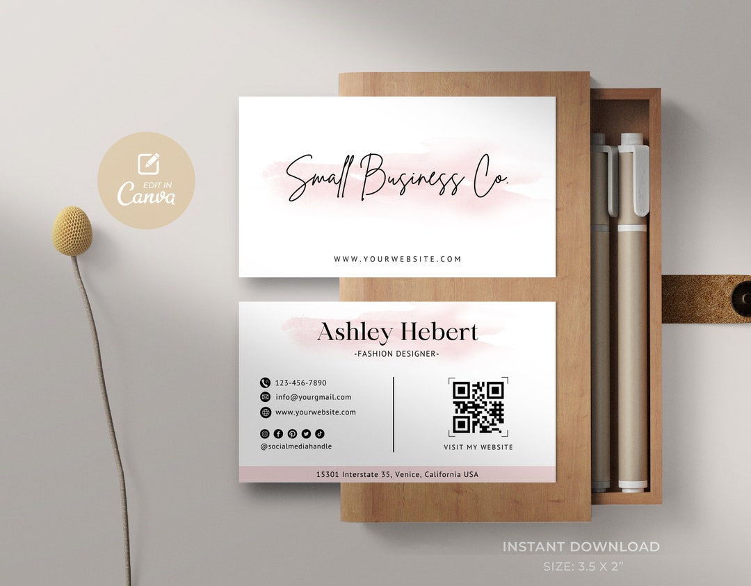 Printable Business Card Template, Business Card Template QR Code ...