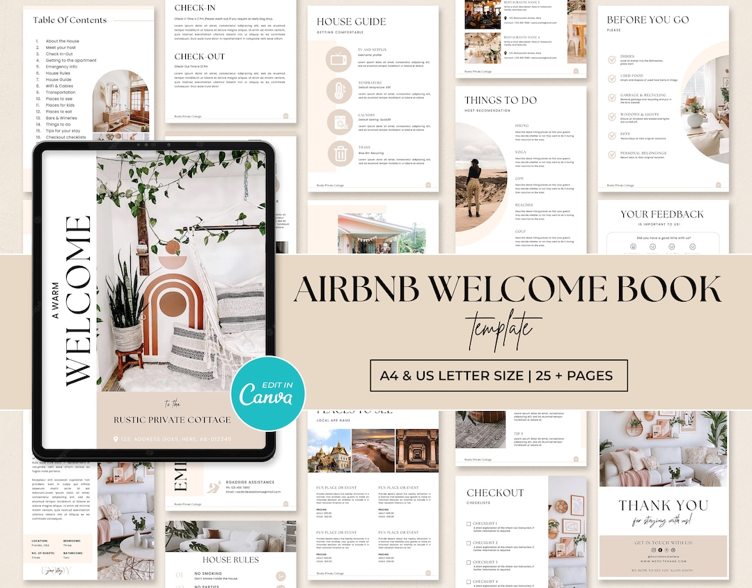 Airbnb Welcome Book Template | House Host Manual Guidebook Template ...