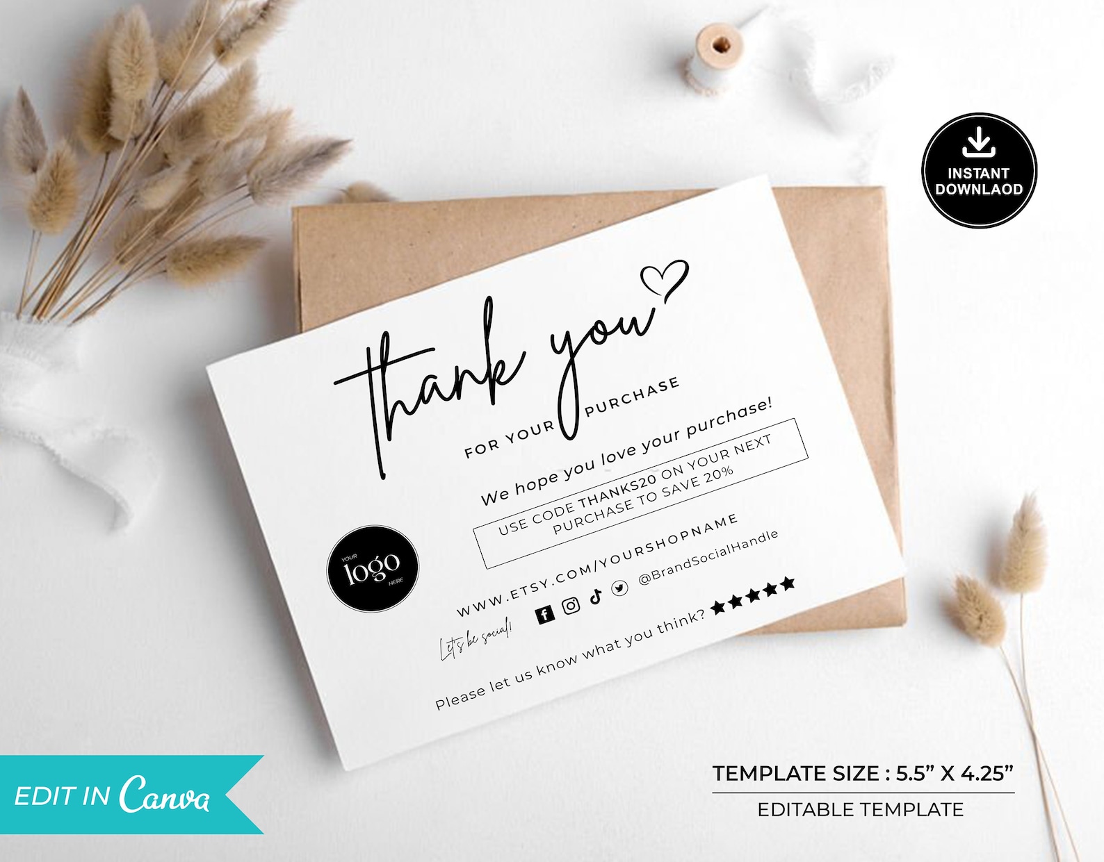 Printable Small Business Thank You for Your Purchase Etsy - Etsy
