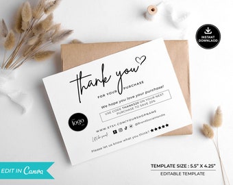 Printable Thank You Cards, Digital Download Template Thank You for Your ...