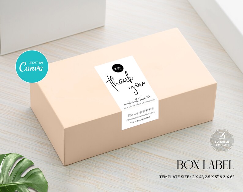 Editable Box Label Template Order Packaging Stickers Custom Branded