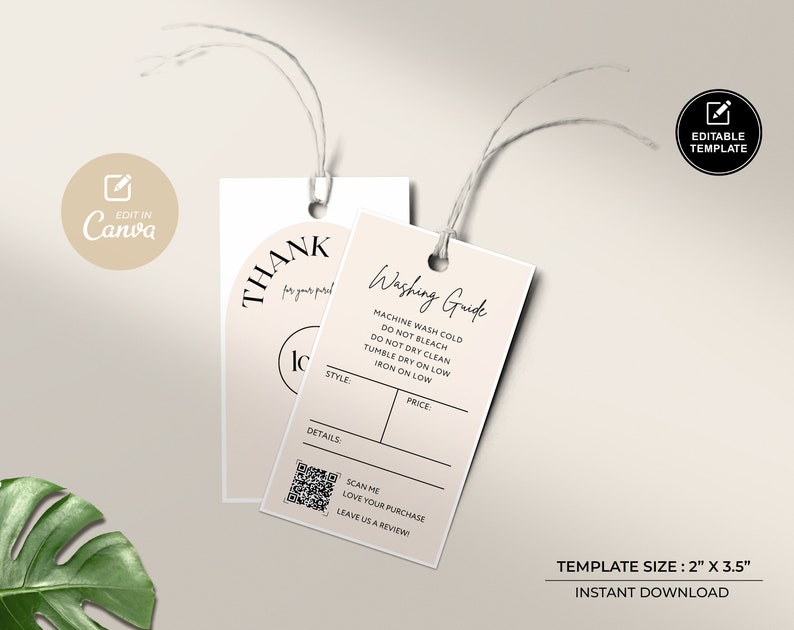 Printable Clothing Hang Tag Template Editable Clothing Tags - Etsy