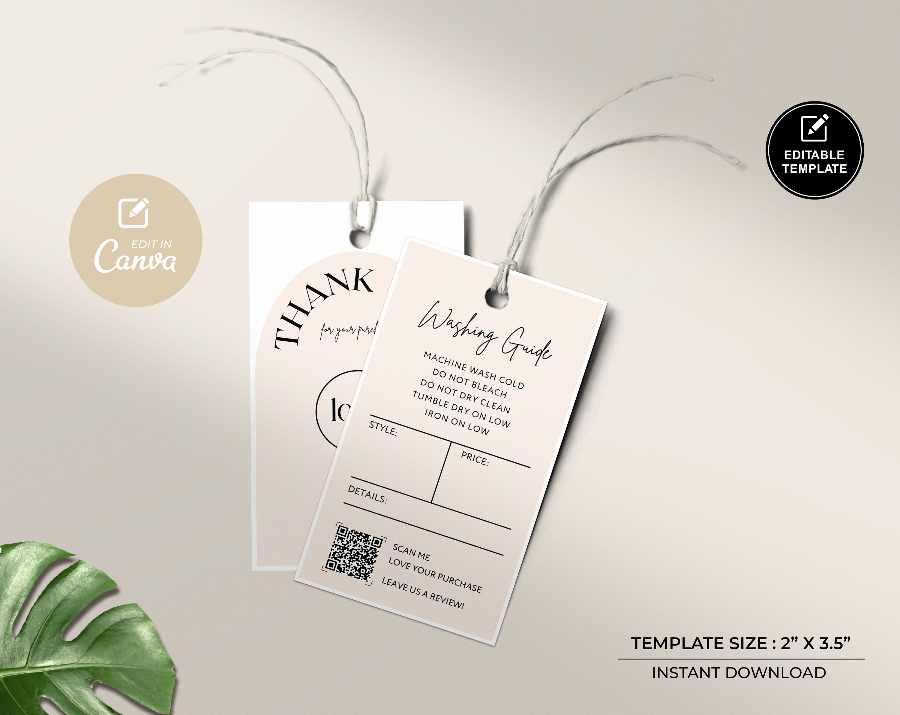 Printable Clothing Hang Tag Template Editable Clothing Tags - Etsy