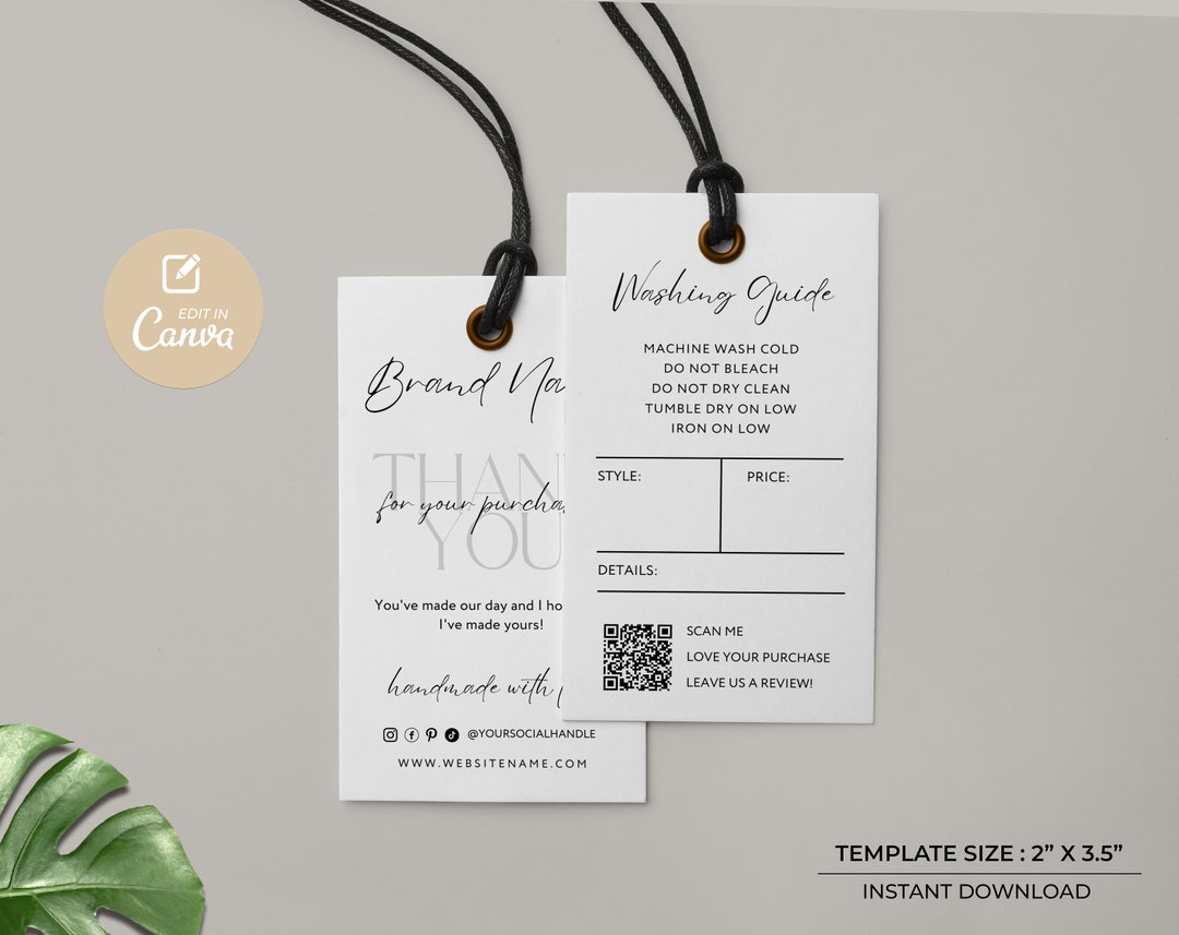 Printable Clothing Hang Tag Template, Editable Clothing Tags, Clothing ...