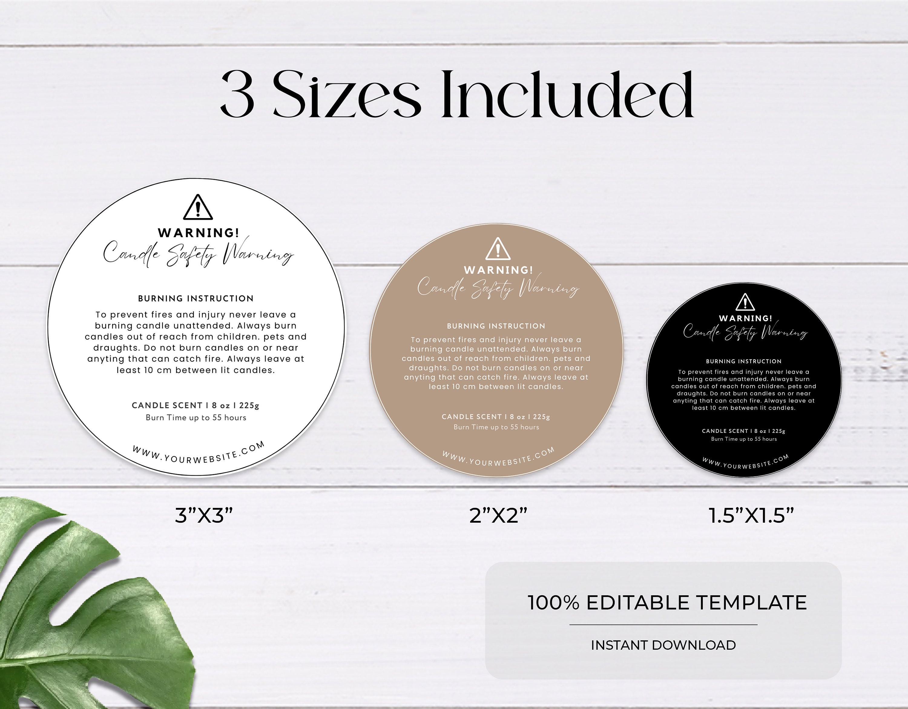 Editable Candle Warning Label Template, Printable Candle Warning ...