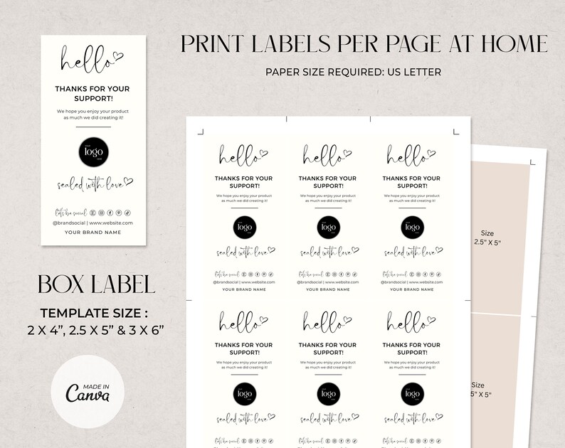 Editable Box Label Template, Order Packaging Stickers, Custom Branded ...