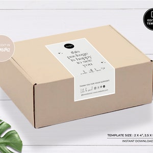 Editable Box Seal Label, Box Sticker Template, Order Packaging Sticker ...