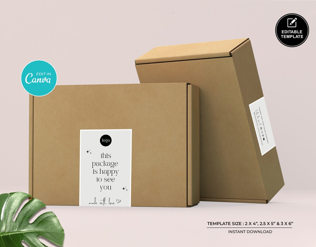 Editable Box Seal Label, Box Sticker Template, Order Packaging Sticker ...