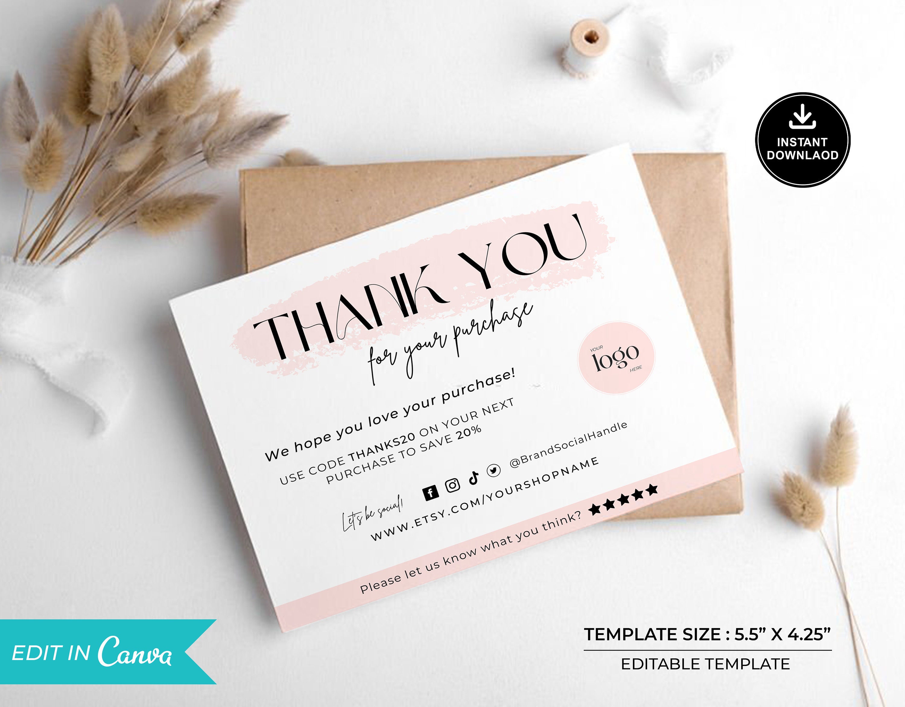 Printable Small Business Thank You for Your Purchase Etsy Thank You ...