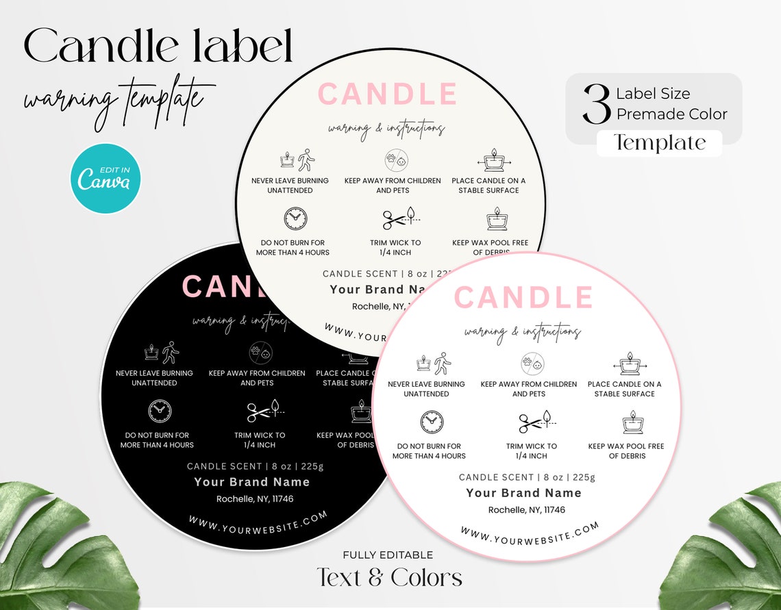 Editable Candle Warning Label Template Printable Candle - Etsy