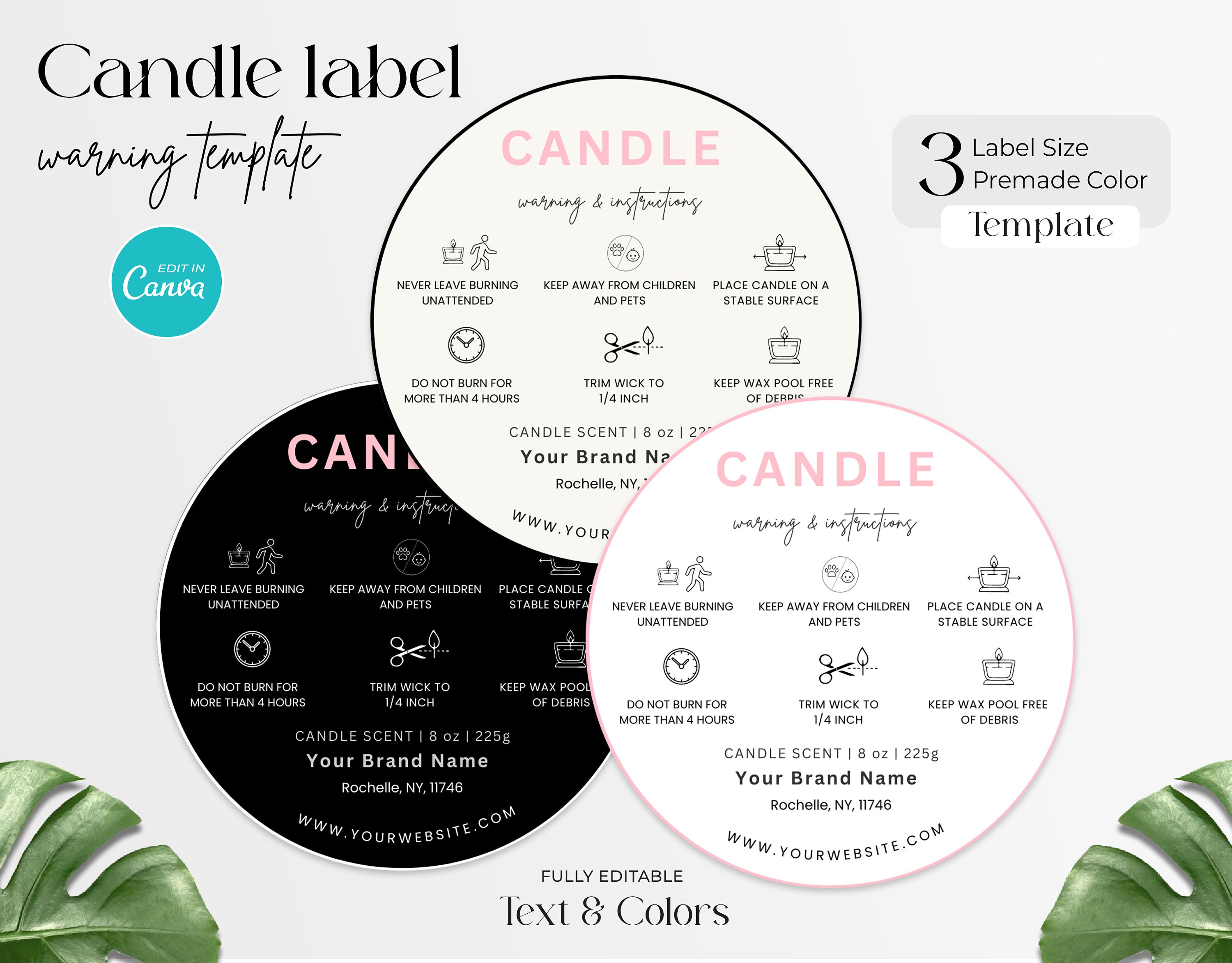 Editable Candle Warning Label Template, Printable Candle Warning ...