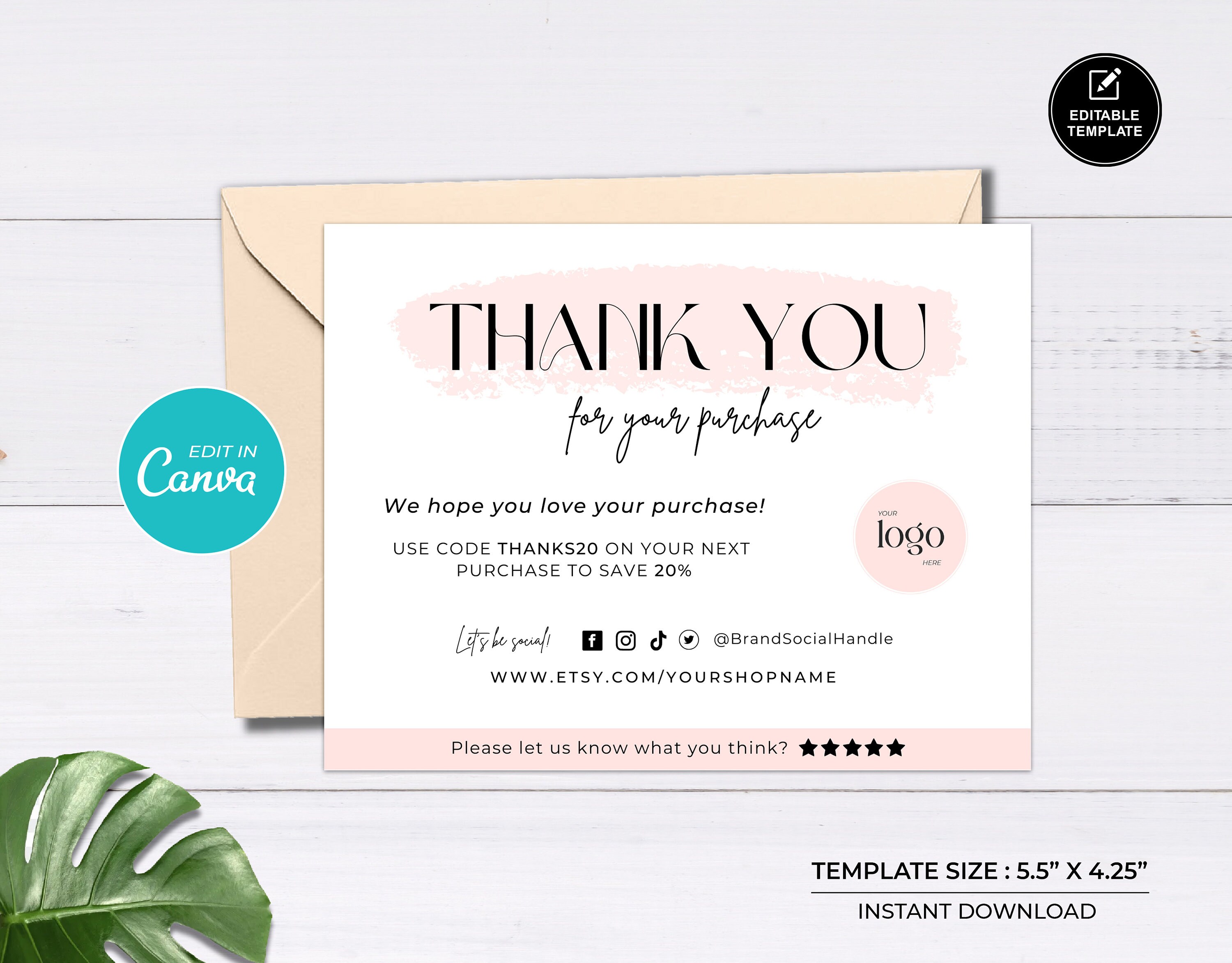 Printable Small Business Thank You for Your Purchase Etsy Thank You ...