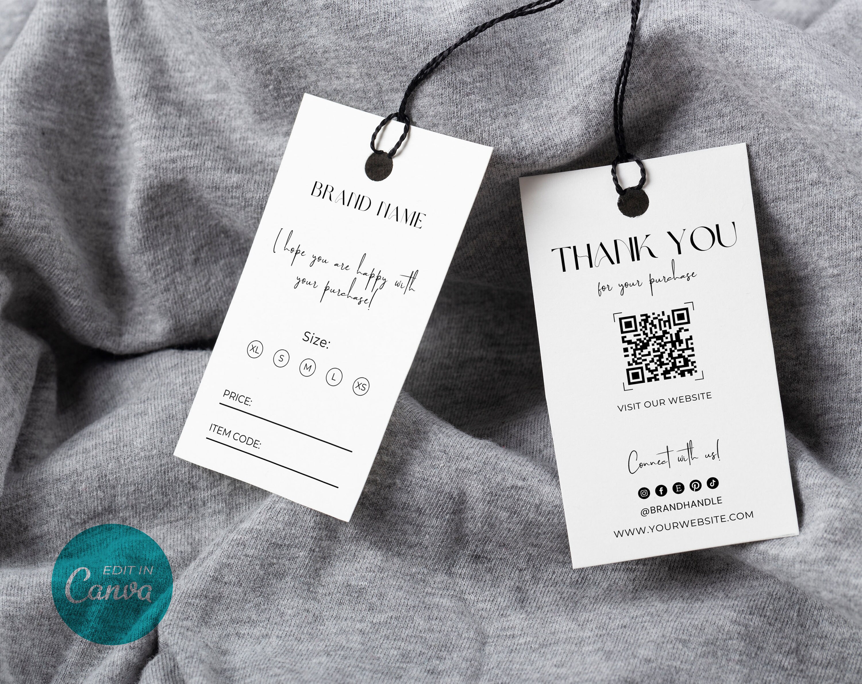 Printable Clothing Hang Tag Template, Editable Boutique Labels (canva ...