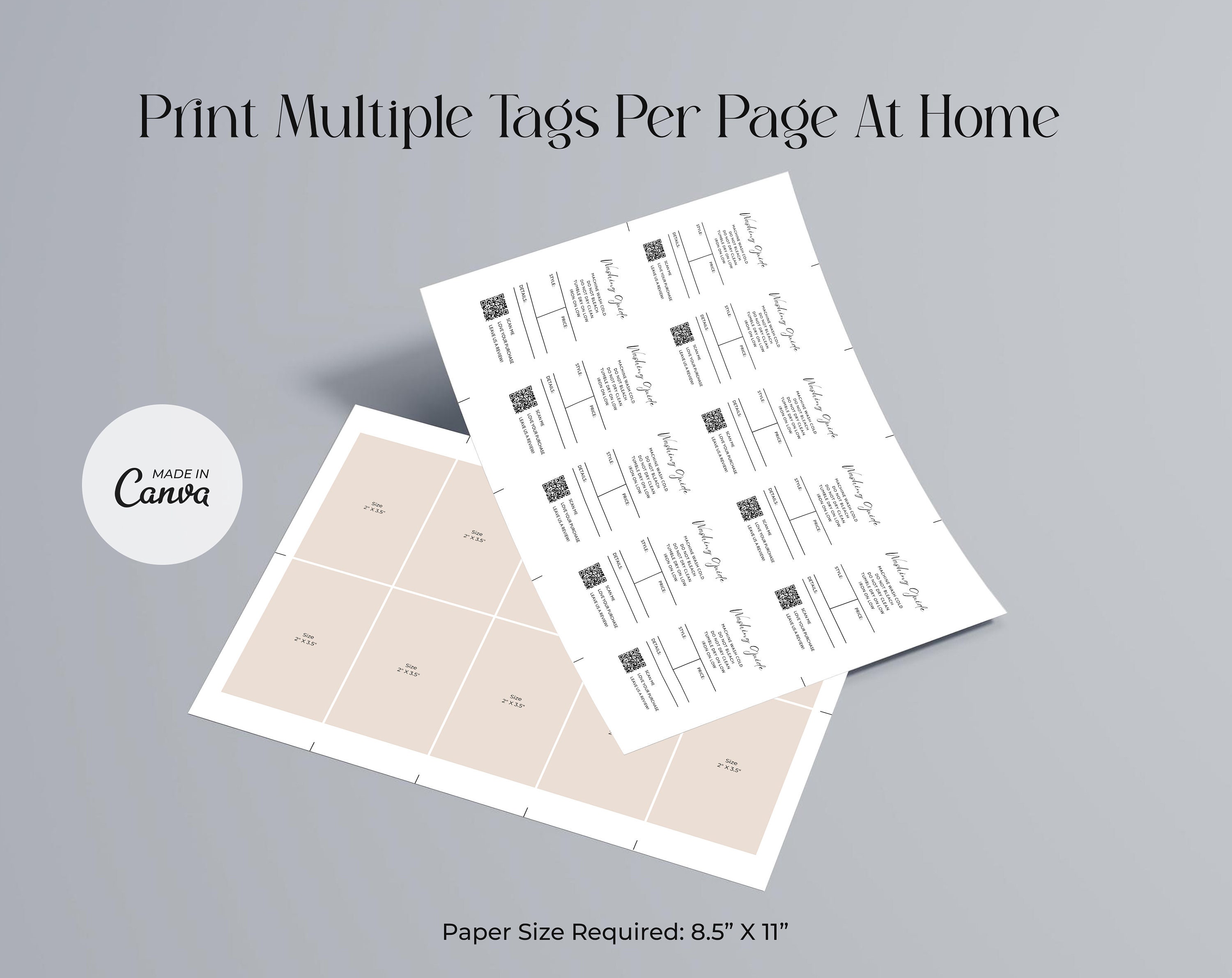 Printable Clothing Hang Tag Template, Editable Clothing Tags, Clothing ...