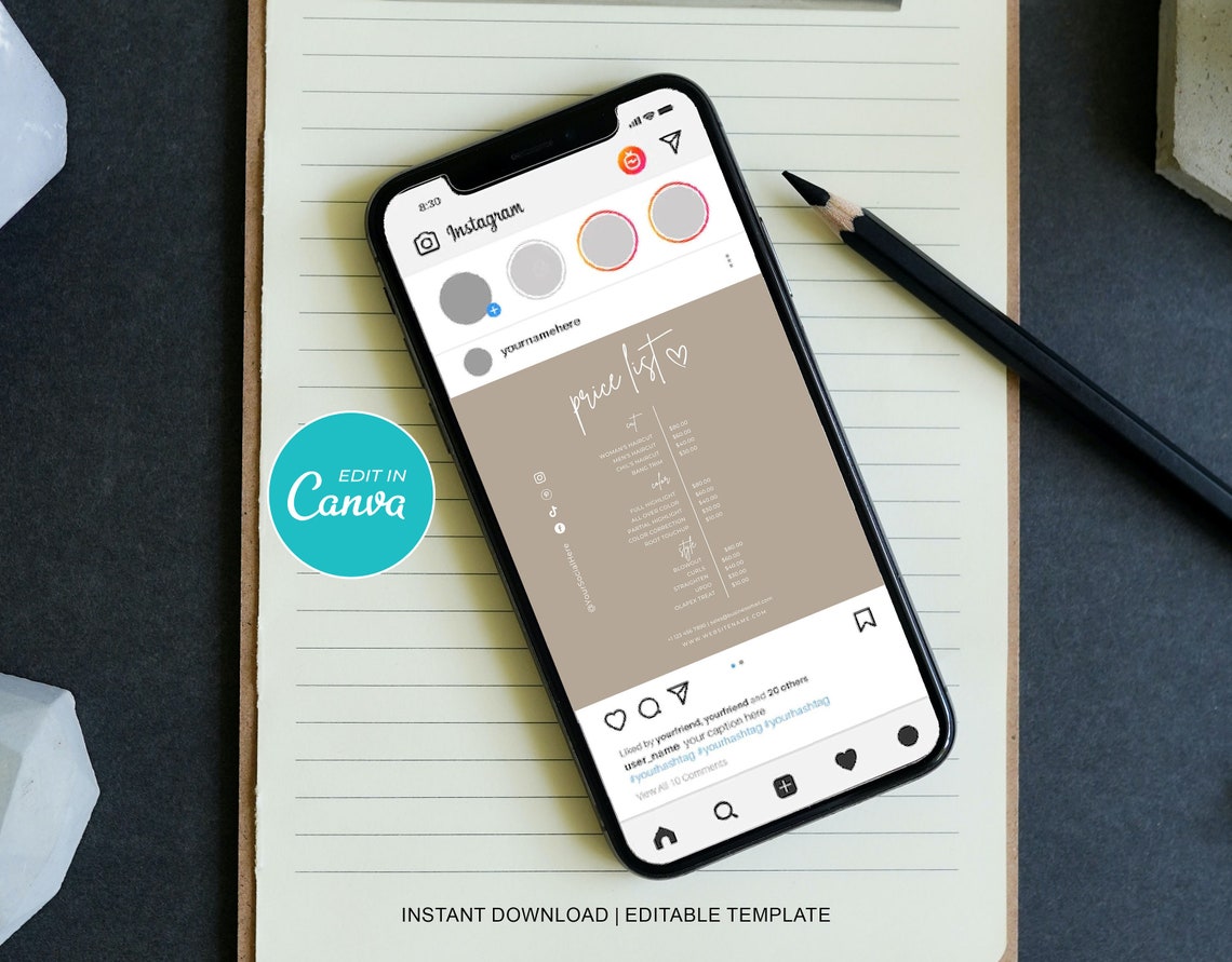 Price List Template Editable Sign for Small Business - Etsy