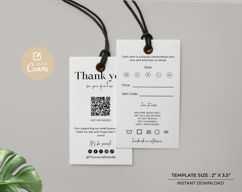 Printable Clothing Hang Tag Template, Editable Clothing Tags, Clothing ...