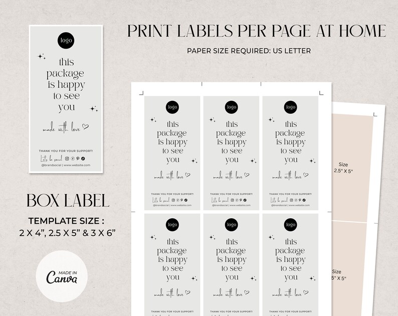 Editable Box Seal Label Box Sticker Template Order Packaging - Etsy