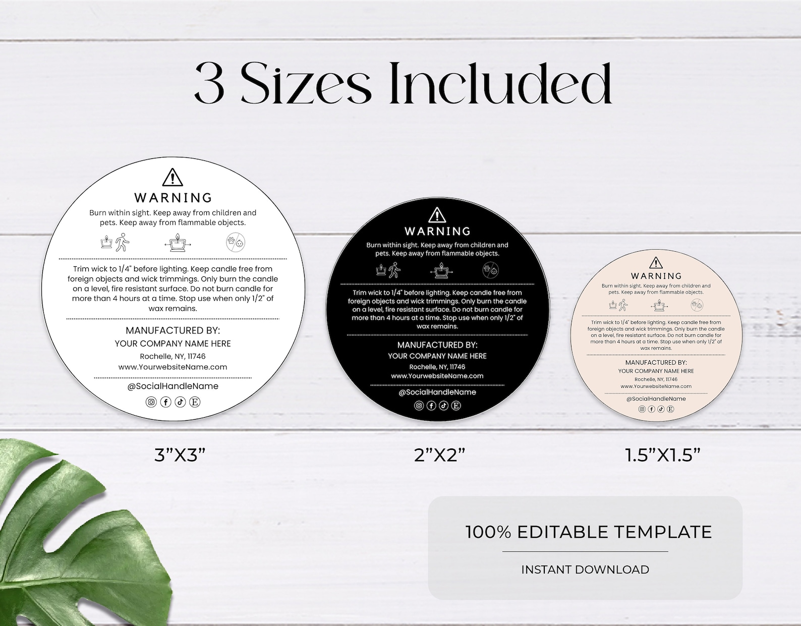 Editable Candle Warning Label Template, Printable Candle Warning ...