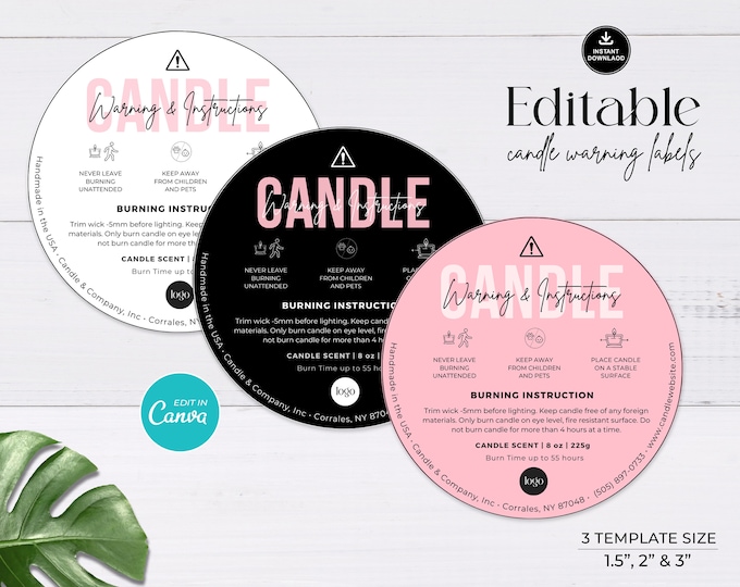 Candle Warning Label Template Label Warning Candle Sticker Label Dust ...