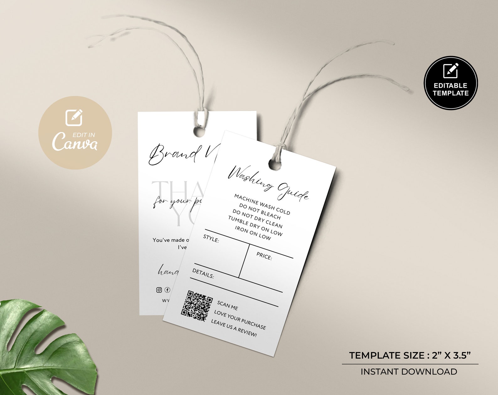 Printable Clothing Hang Tag Template Editable Clothing Tags - Etsy