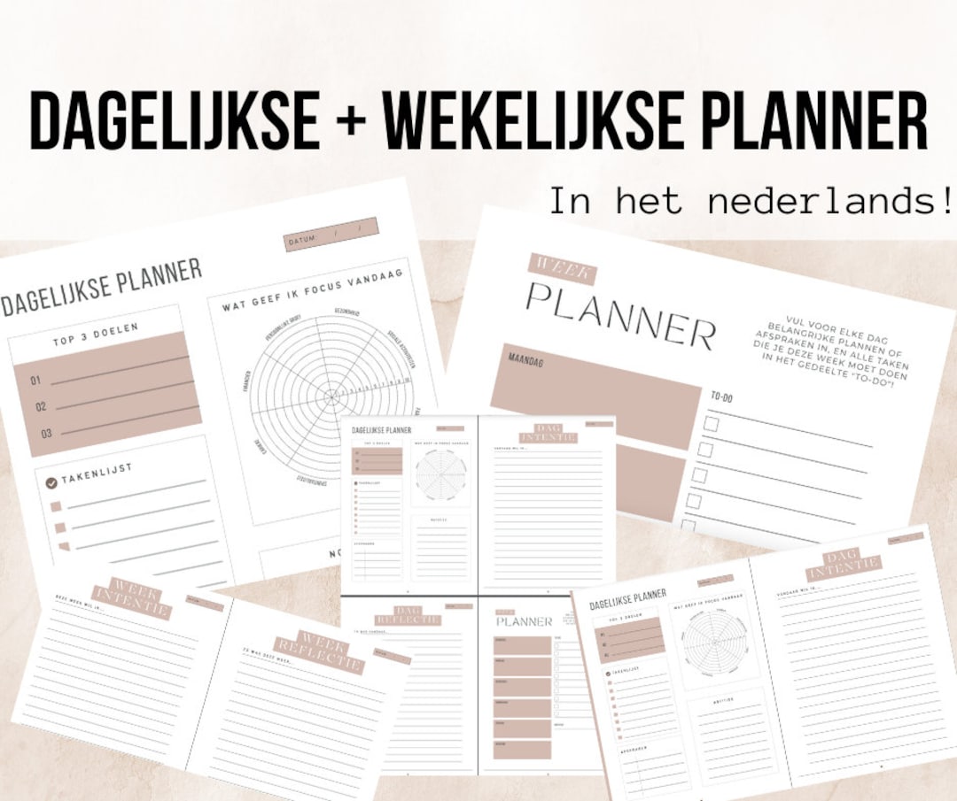 Dagelijkse en wekelijkse planner in het Nederlands. Dagelijkse en ...