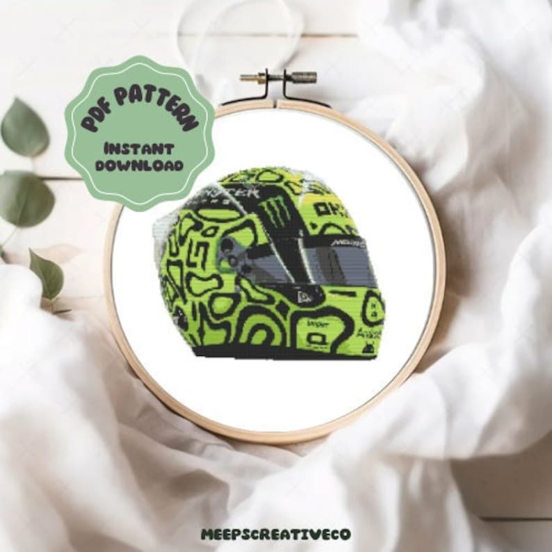 2024 Lando Norris Mclaren Formula 1 Racing Helmet Cross Stitch Pattern ...