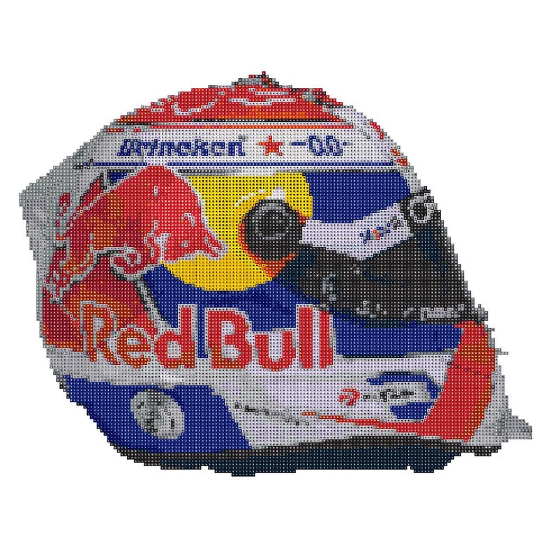 2025 Max Verstappen MV1 Red Bull Formula 1 Helmet Racing Cross Stitch ...