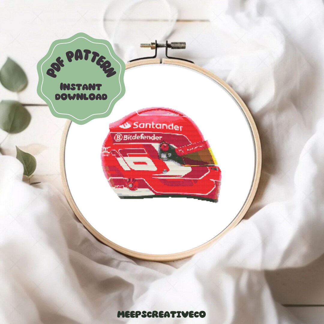 2024 Charles Leclerc Ferrari Formula 1 Racing Helmet Cross Stitch ...