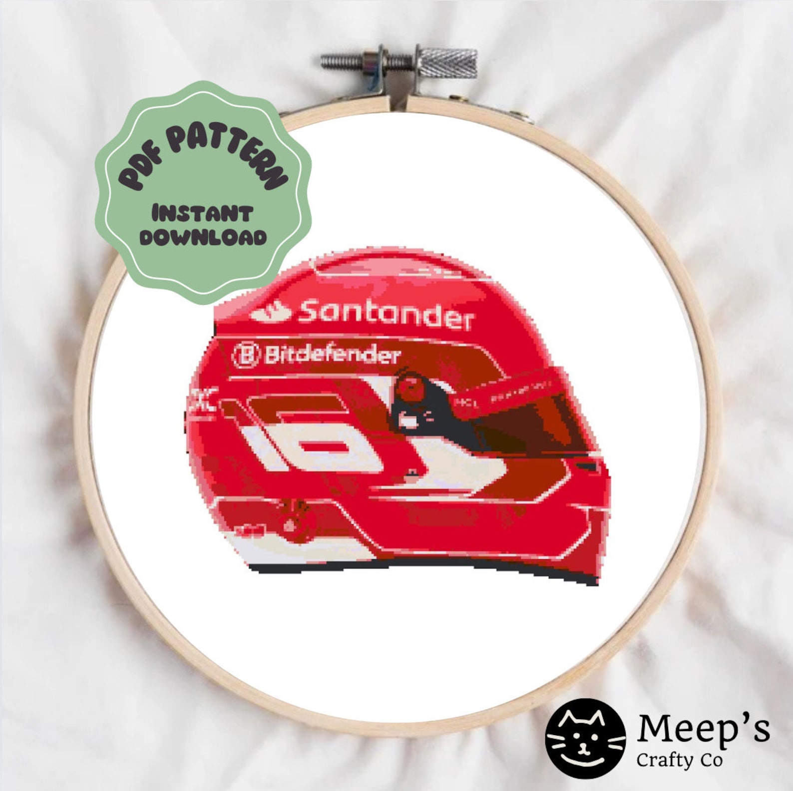 2024 Charles Leclerc Ferrari Formula 1 Racing Helmet Cross Stitch ...