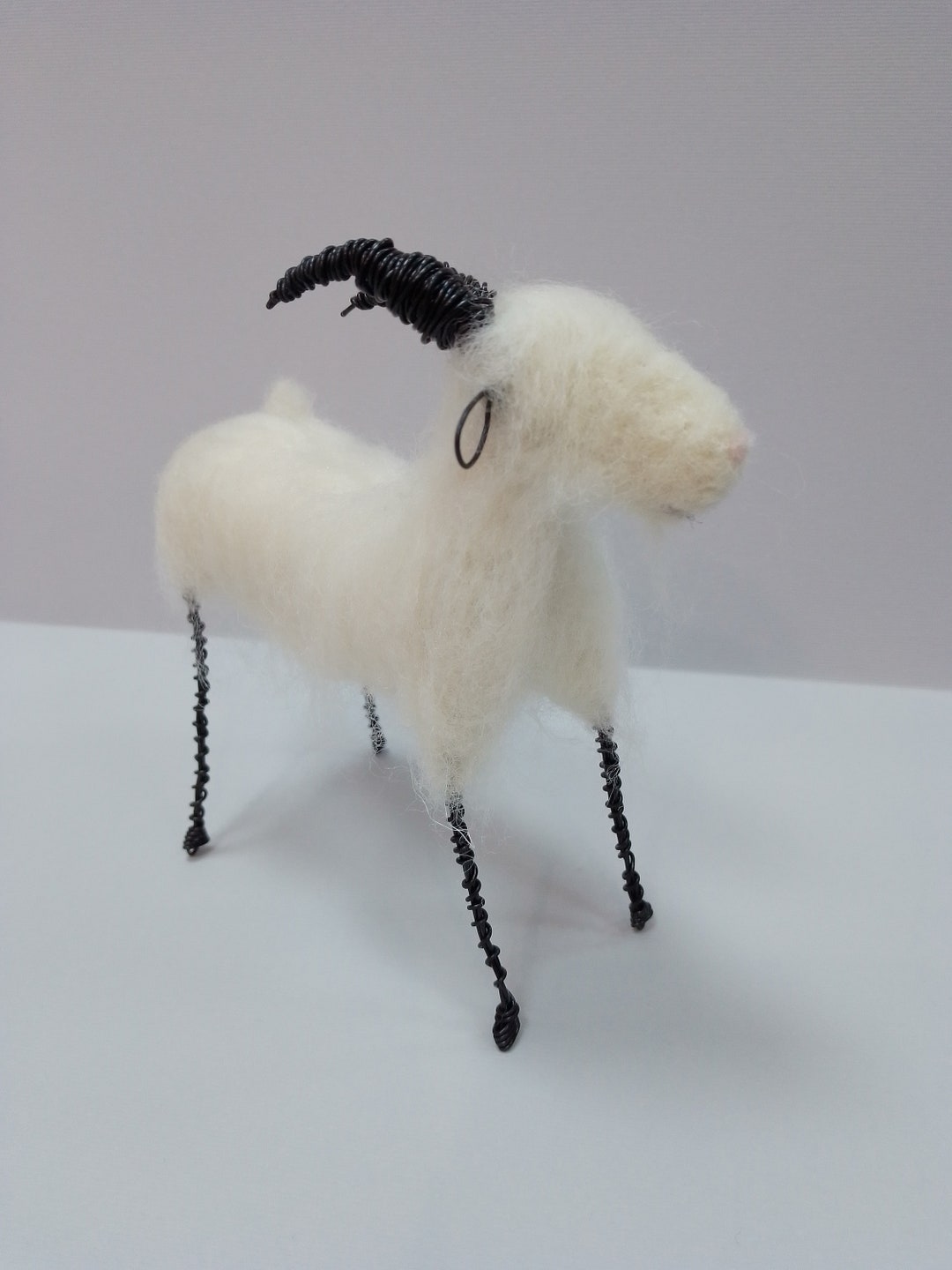 Felted Goat. White Goat Woolen Doll. Felt Art. Felt Home - Etsy