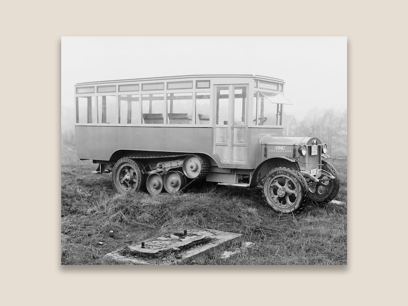 GMC Half-track Bus Black and White Photo. Restored Vintage Photography ...