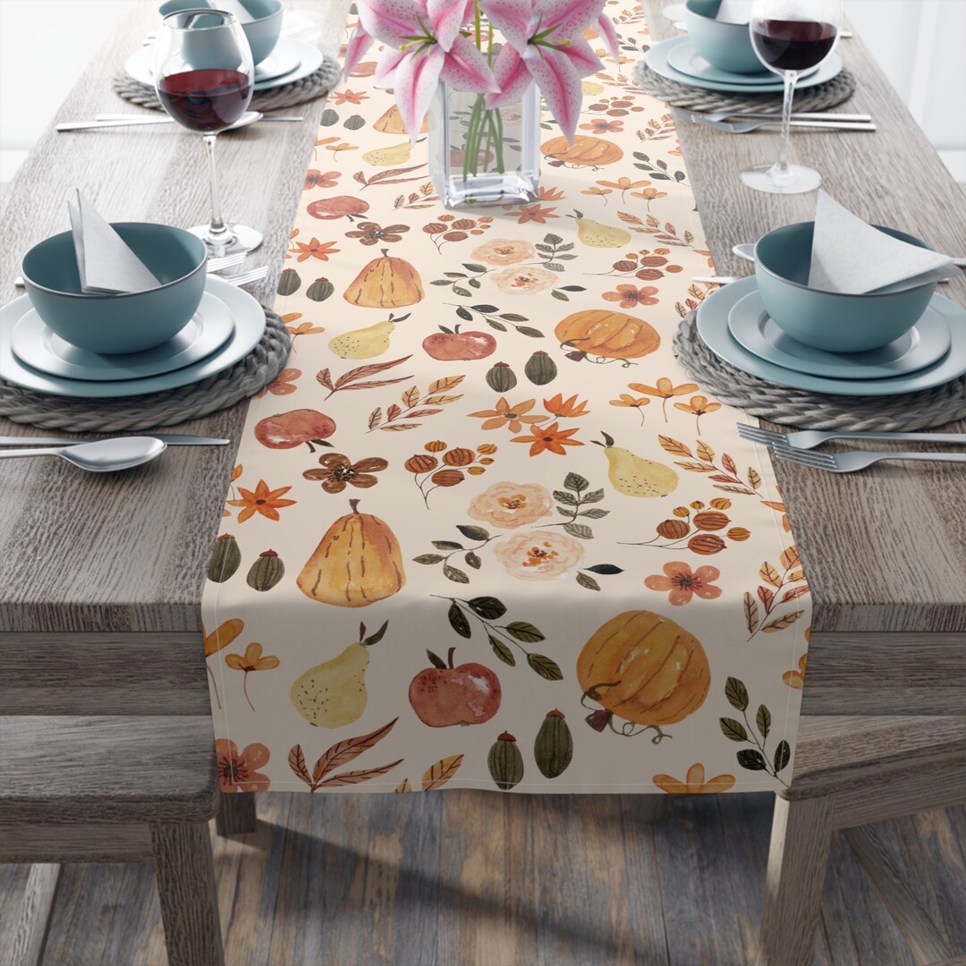 Seasonal Fall Table Runner Pattern Pumpkin Autumn Decor Harvest Decor ...