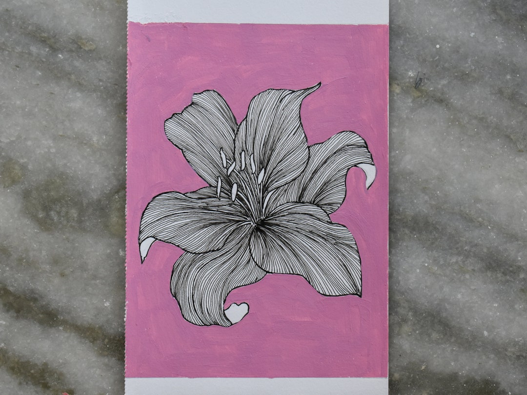 Lilly Flowers Art Print,line Art,lilly Flowers - Etsy