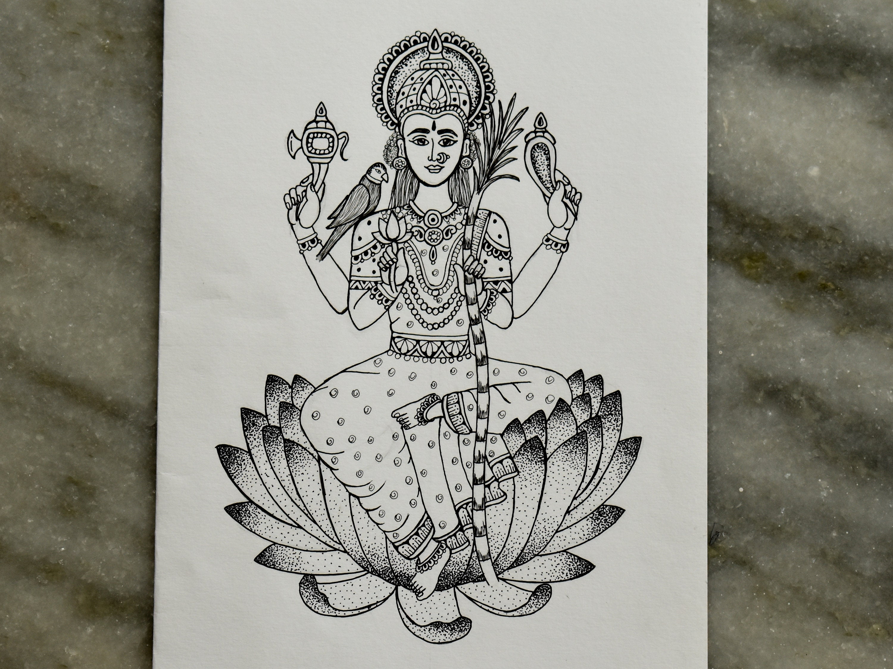 Rajarajeswari Devi Sketch Drawing - Etsy