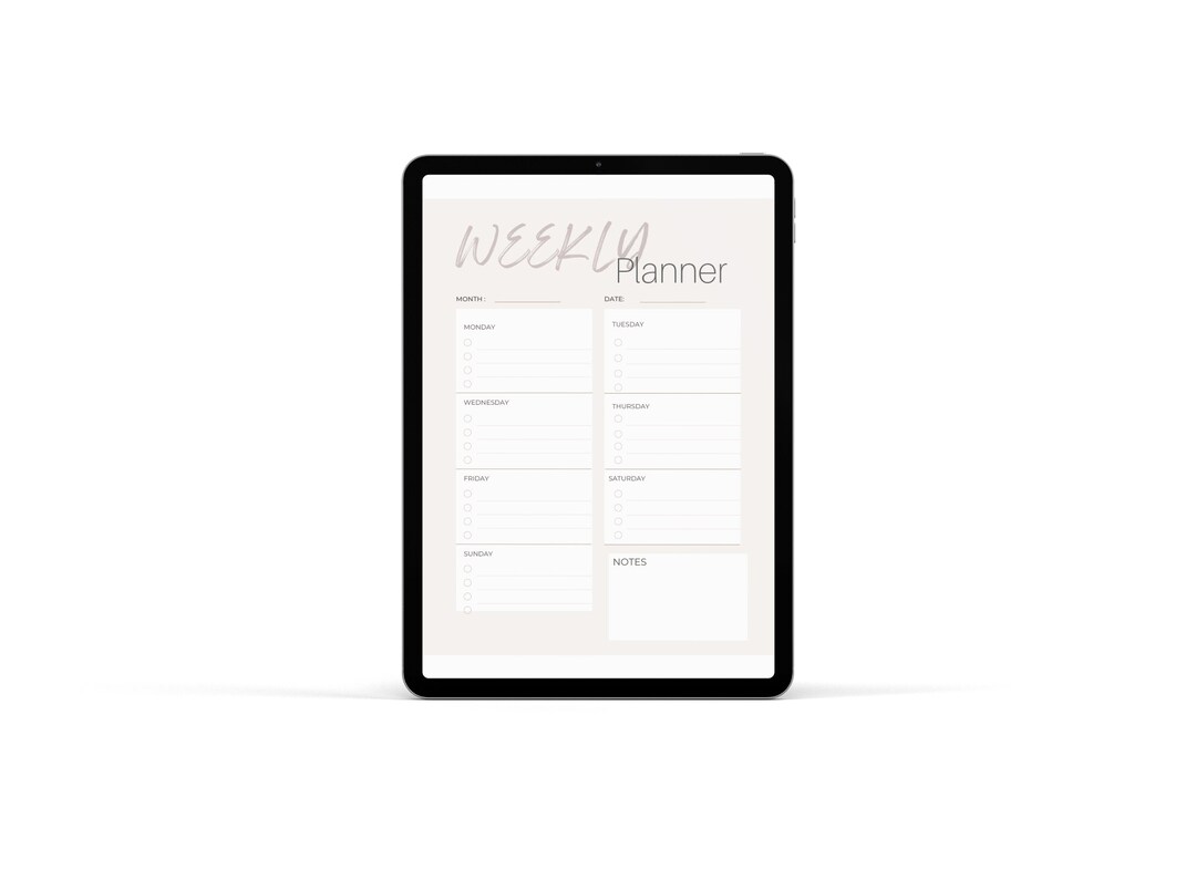 Digital and Printable Weekly Calendar, Weekly Agenda, Printable Weekly ...