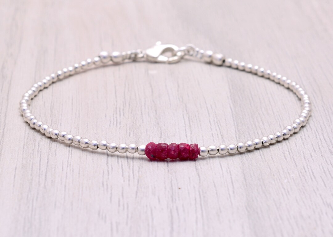 Natural Ultra Delicate Ruby Faceted Beads Stacking Bracelet for Men ...