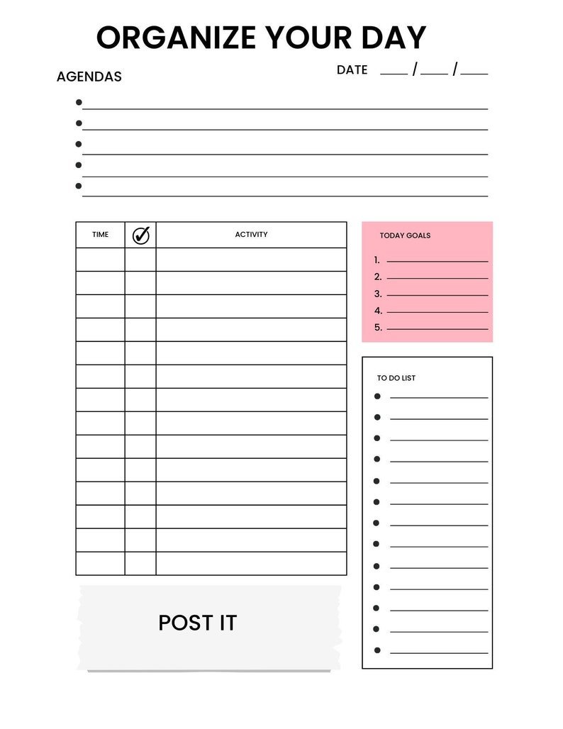 Editable / Printable Daily Planner, Instant / Downloadable Daily ...