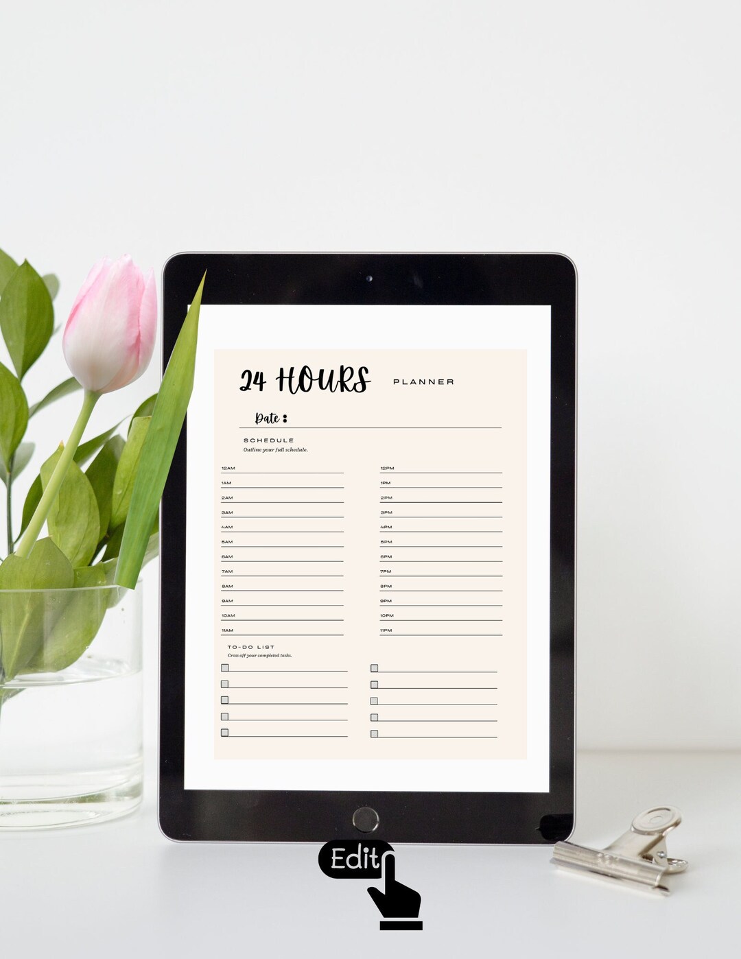 24 Hours Daily Planner,printable Planner,instant/editable Downloadable ...