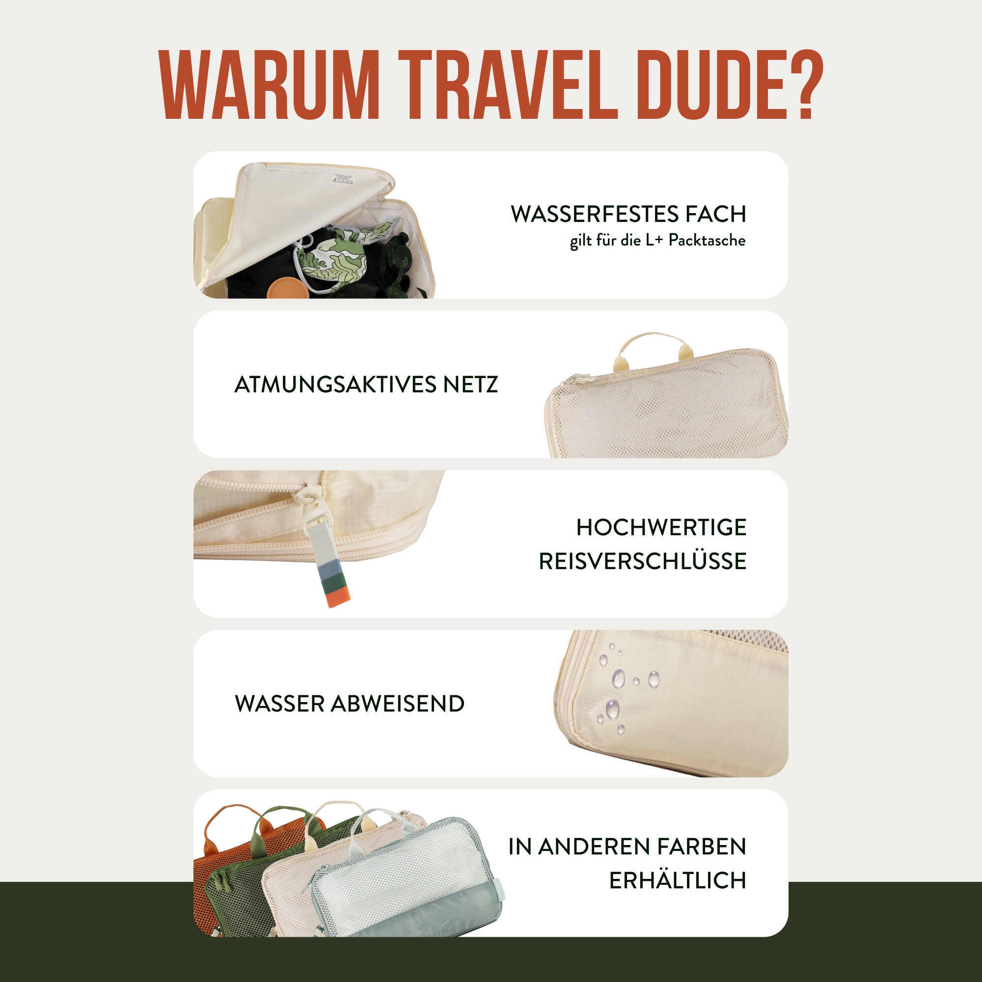 TRAVEL DUDE Packing Cube Set in Sand Beige With Compression Made From ...