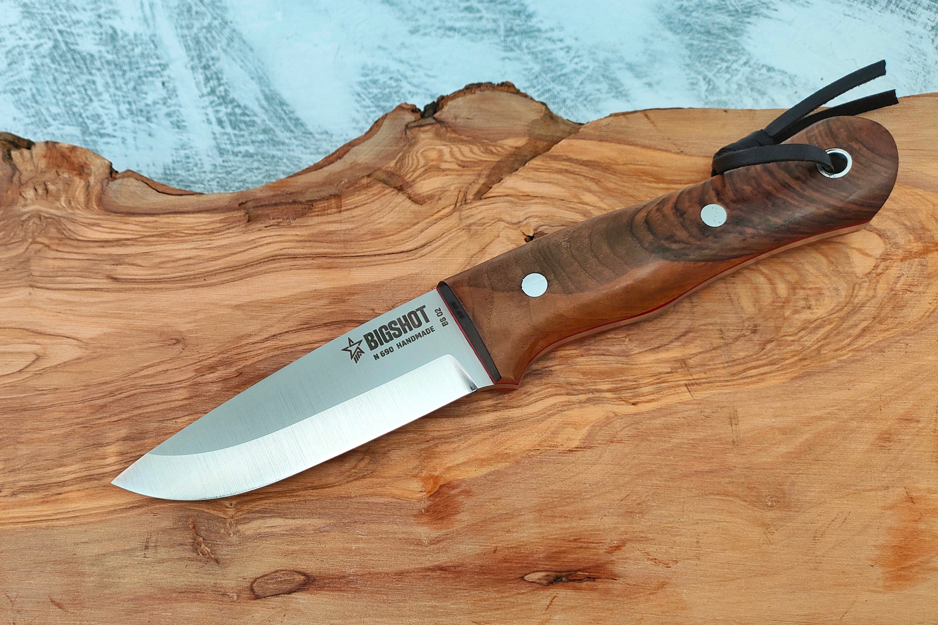 Handmade Bushcraft Knife N690 Steel | Walnut Fixed Blade | Camping ...