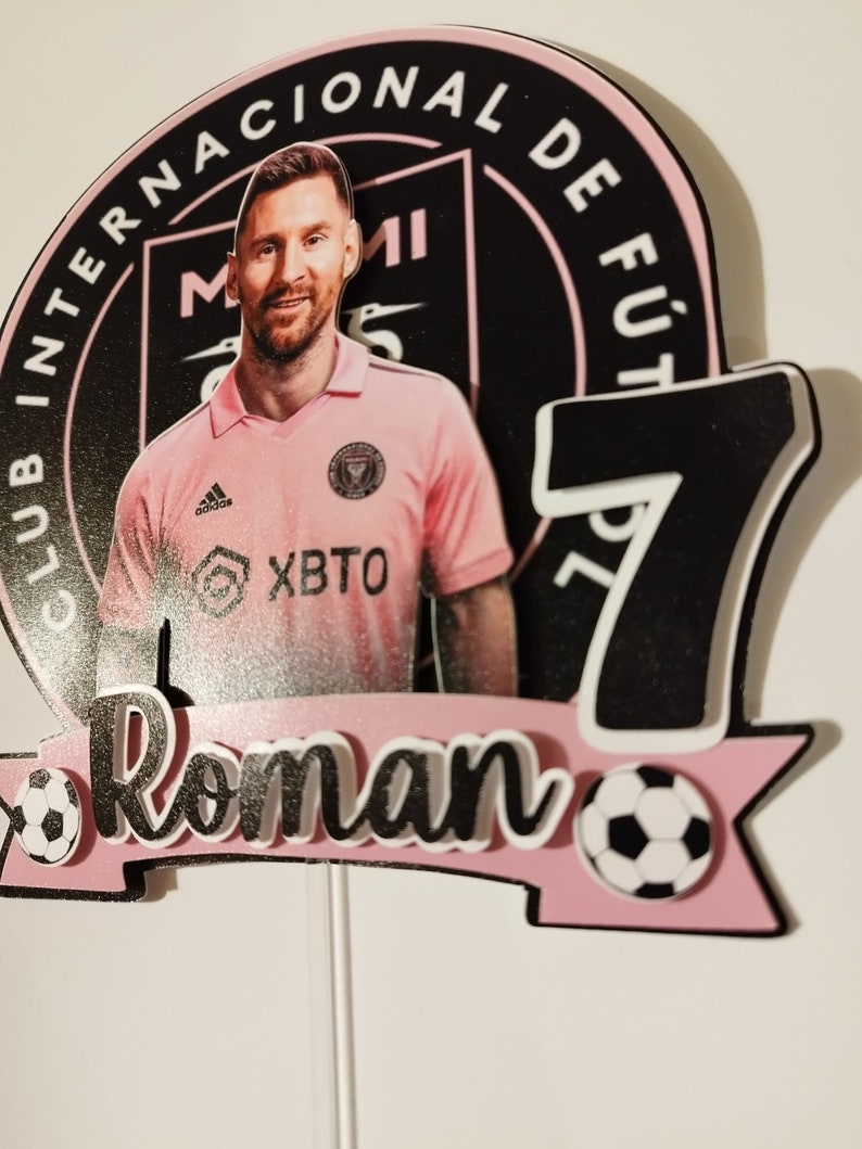 Personalised Messi Inter Miami Cake Topper Inter Miami Futbol Team ...