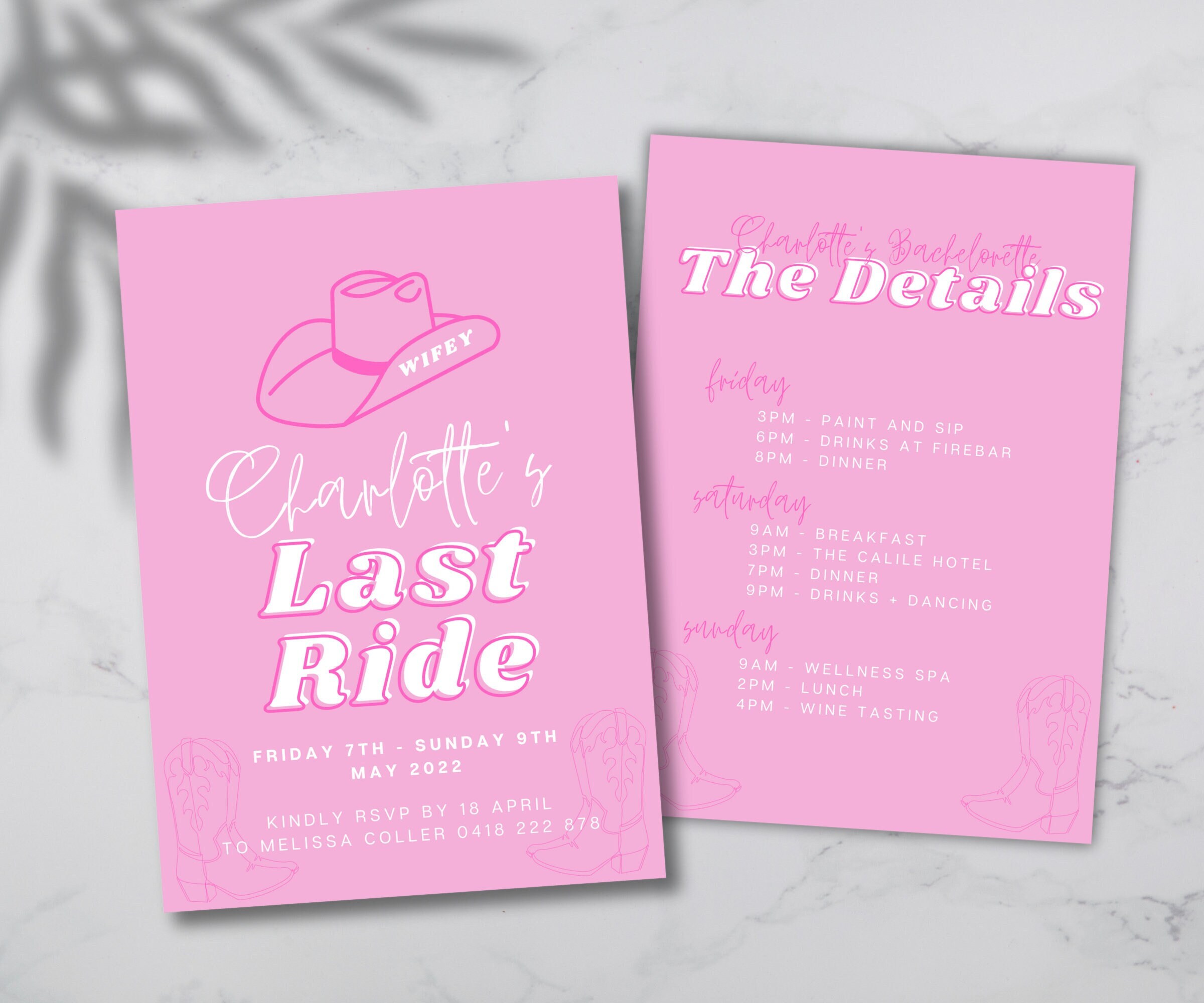 Hens Party Invitation Template, Printable Digital Download, Pink ...