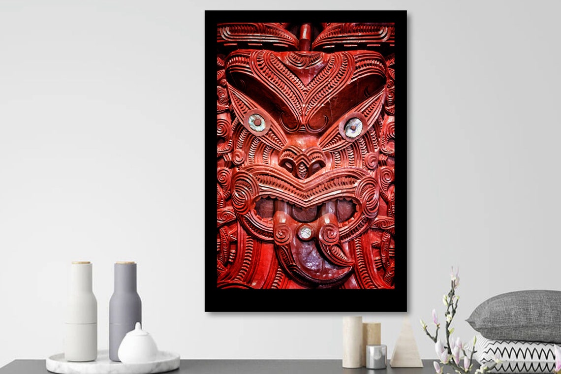 Māori Pouwhenua Carving Digital Print - Authentic Rotorua Whakairo Art ...