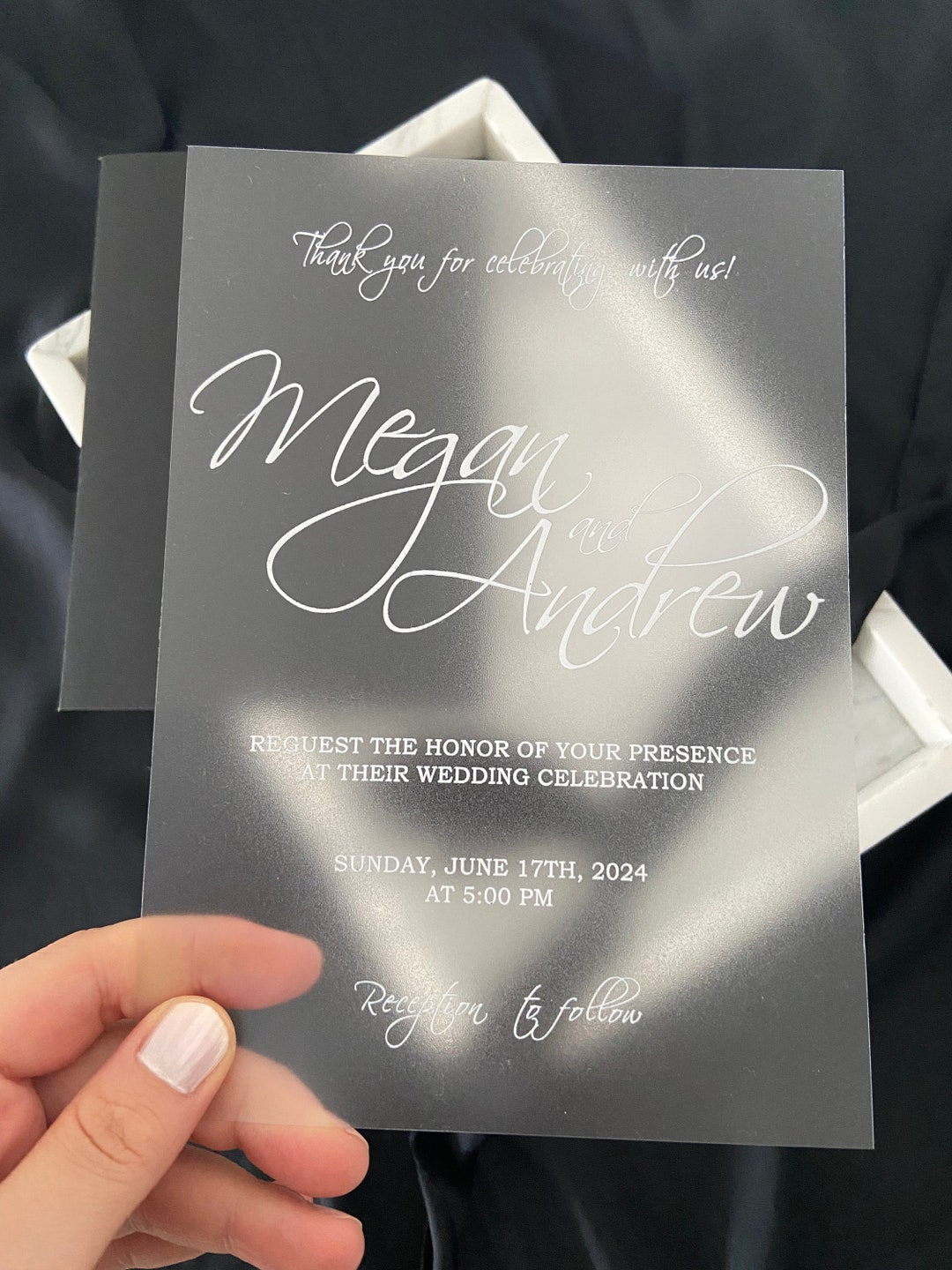 Wedding Invitation, Acrylic Invitations, Frosted Acrylic Invitation ...