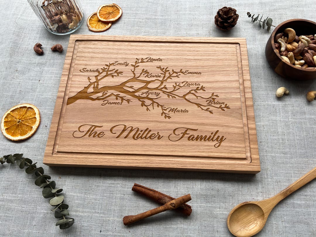 Personalized Family Tree Cutting Board, Engraved Family Names ...