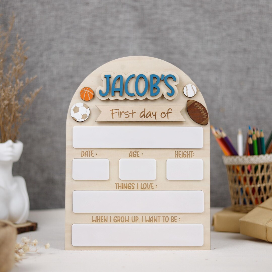 Personalized First Day of School Sign, Engraved School Sign, Sports ...