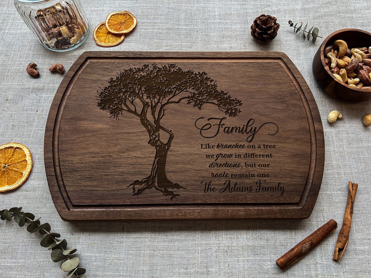 Family Tree Wooden Cutting Board, Custom Tree Family Cutting Board ...